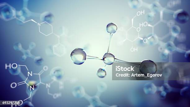 Ilustrasi 3d Model Molekul Latar Belakang Sains Dengan Molekul Dan Atom