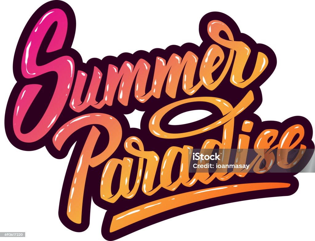 Ilustración De Paraíso De Verano Dibujado A Mano Letras Frase Aislada