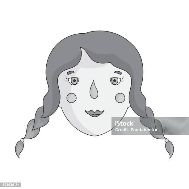 Dochter Pictogram In Zwartwit Stijl Geïsoleerd Op Een Witte Achtergrond