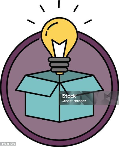 Berpikir Di Luar Kotak Ikon Melingkar Lencana Retro Dengan Lampu