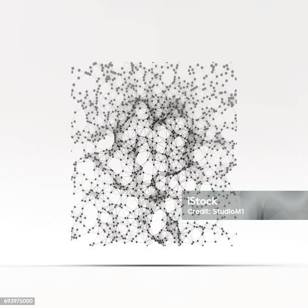 Struktur Koneksi Desain Grid 3d Ilustrasi Vektor Kerangka Kawat