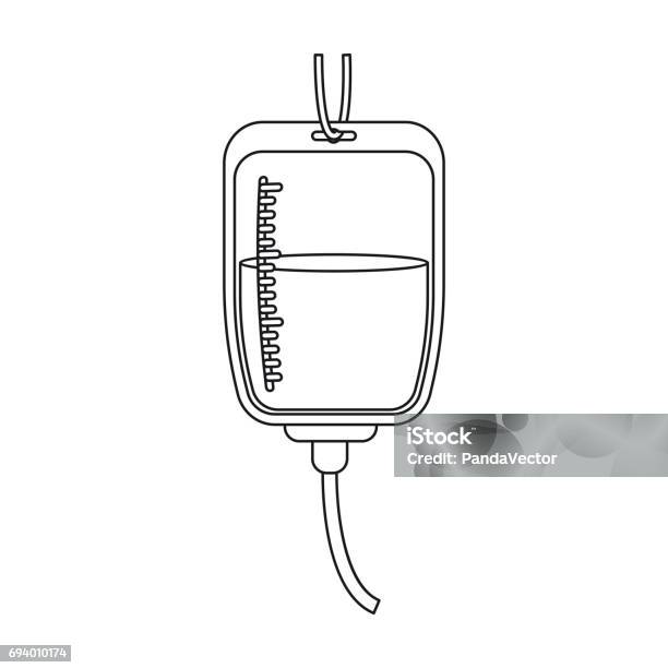 Icône De Don De Sang Dans Le Style De Contour Isolé Sur Fond Blanc