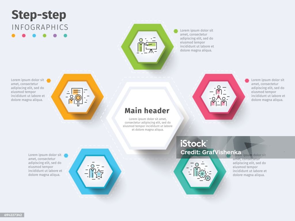 Unternehmen 5 Schritt Prozess Diagramm Infografiken Mit Schritt Kreisen ... Unternehmen 5 Schritt Prozess Diagramm Infografiken Mit Schritt Kreisen ...