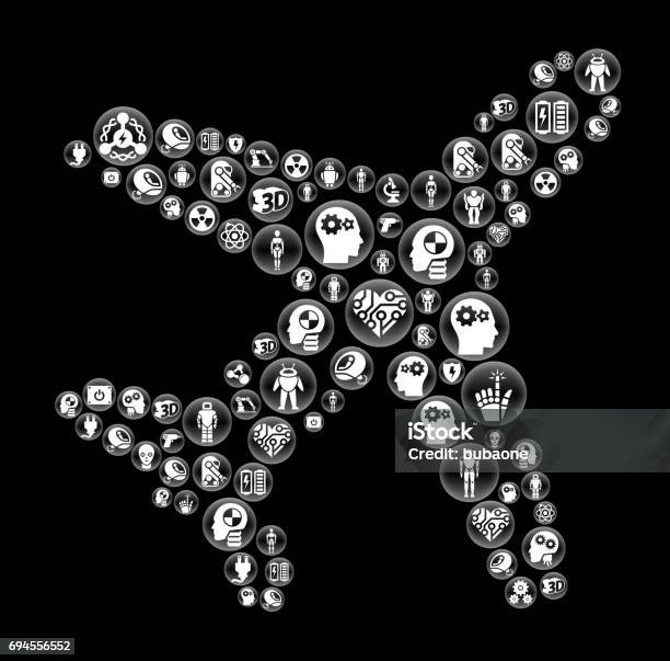 Plan De Robots Et Robotique Vector Noir Bouton Pattern Vecteurs Libres