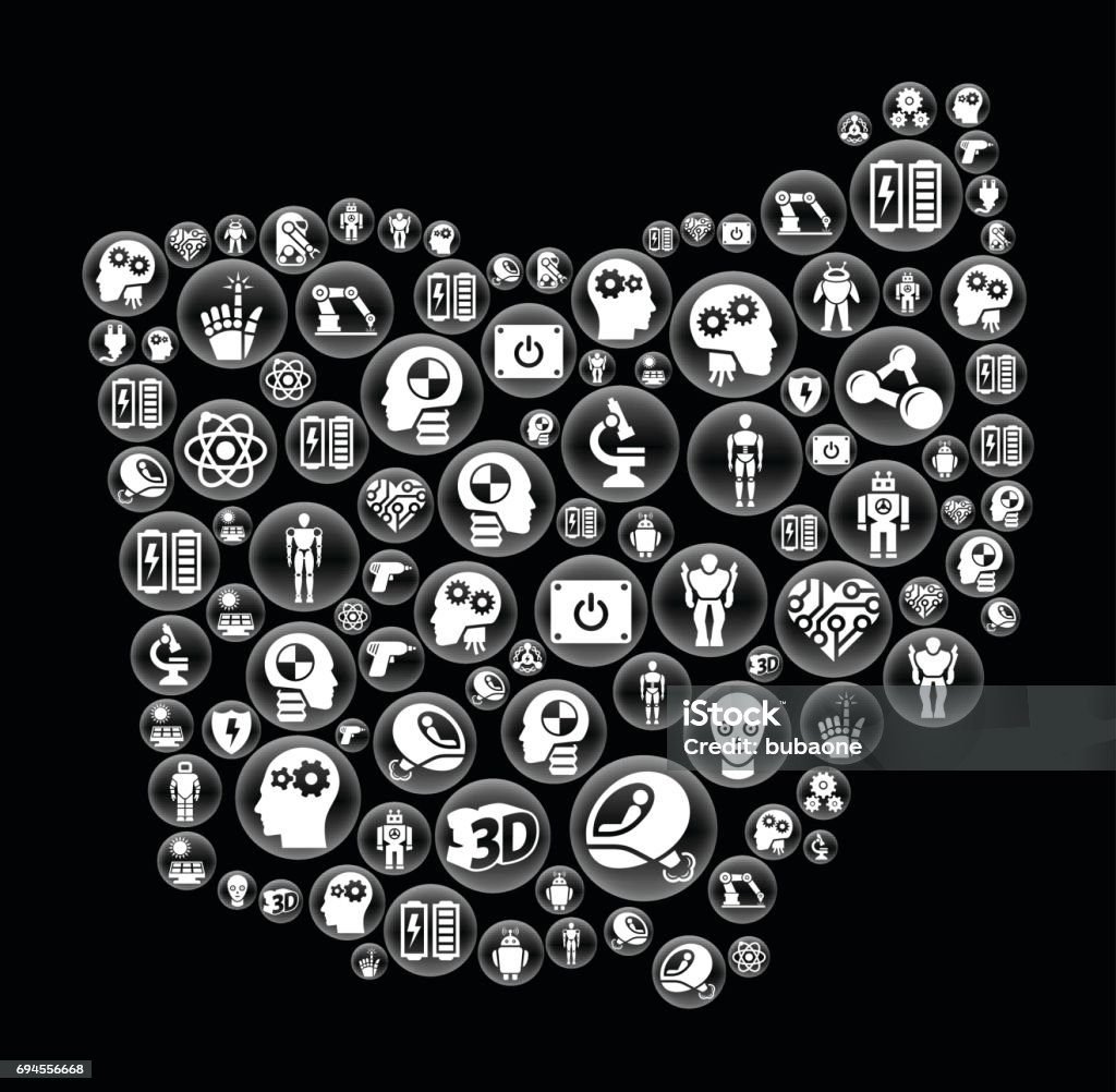 Ohio Robots Et Robotique Vector Noir Bouton Pattern Vecteurs Libres De