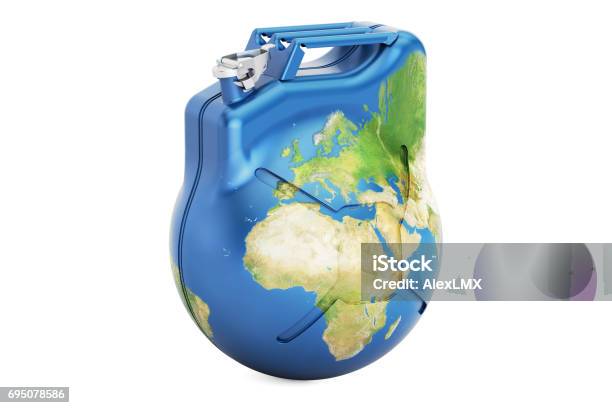 Jerrycan 지구 지구 3d 렌더링에 고립 된 흰색 배경 석유에 대한 스톡 사진 및 기타 이미지 석유 연료 펌프 행성
