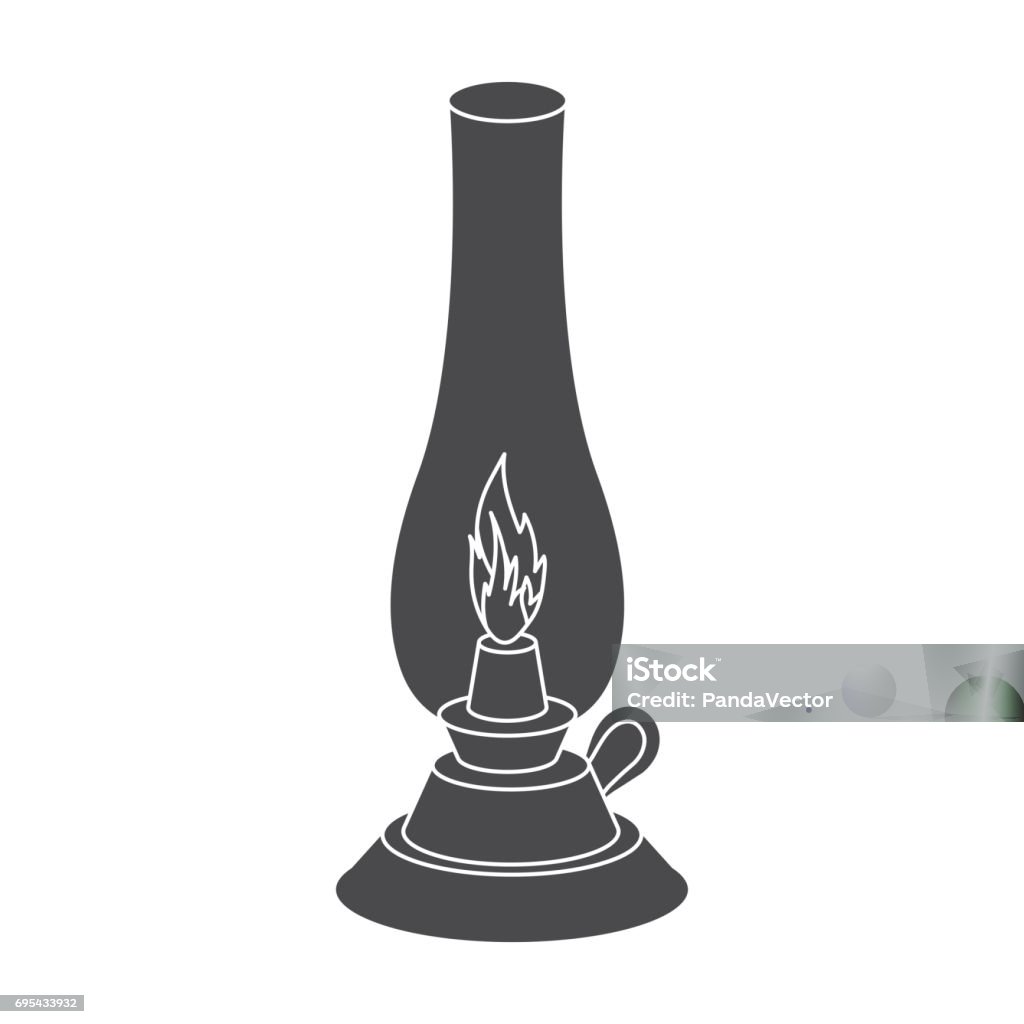 Ilustración De Icono De La Lámpara De Queroseno En Estilo Negro Aislado