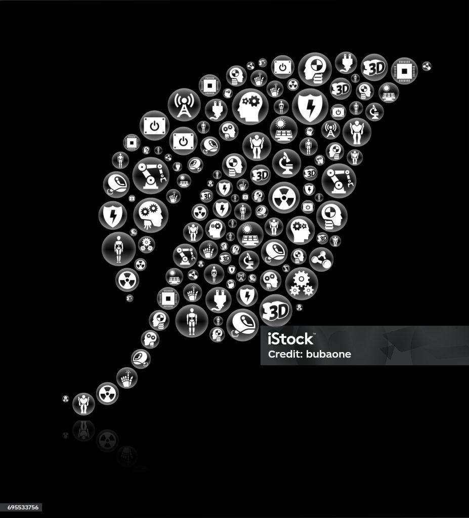 Feuille De Robots Et Robotique Vector Noir Bouton Pattern Vecteurs