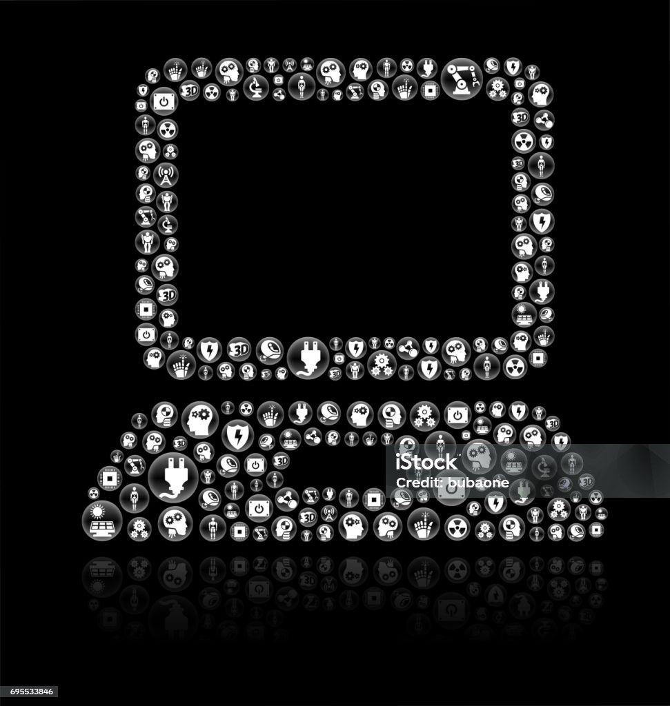 Ordinateur Portable Robots Et Robotique Vector Noir Bouton Pattern