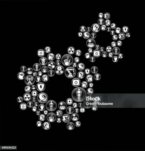 Engrenages Robots Et Robotique Vector Noir Bouton Pattern Vecteurs