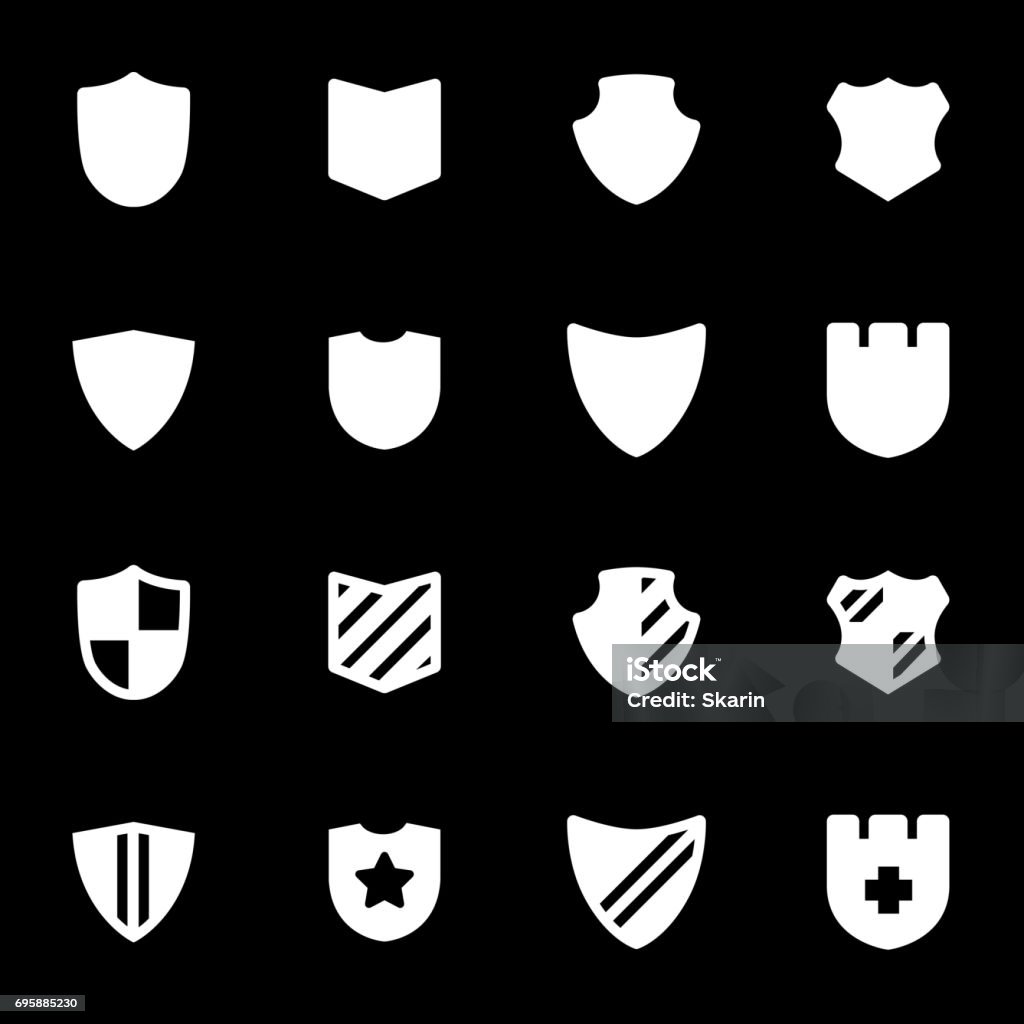 Vector White Shield Icons Set Stock Illustration Download Image Now