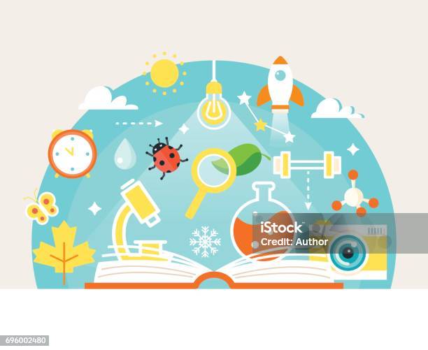 Ouvrir Le Livre Science Et Les Symboles De Létude De La Nature Concept