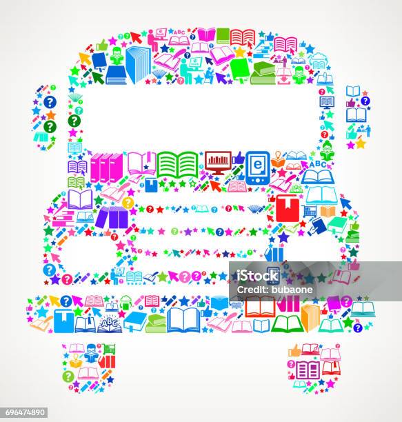 Livres De Lecture Dautobus Scolaire Et Éducation Vector Icon Background