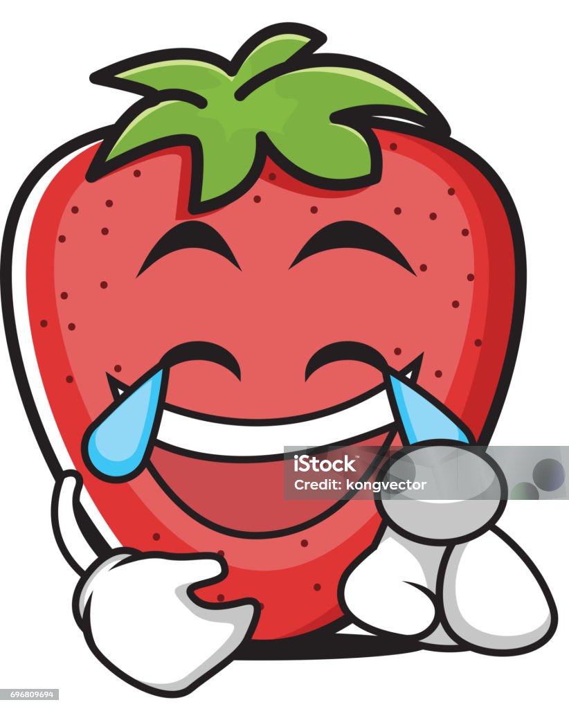 Freudegesichterdbeer Cartooncharaktervektorillustration Stock Vektor