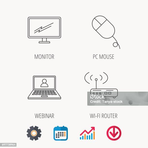 Fi 라우터 Pc 마우스 모니터 Tv 아이콘 0명에 대한 스톡 벡터 아트 및 기타 이미지 0명 가정 생활 그래프 Istock