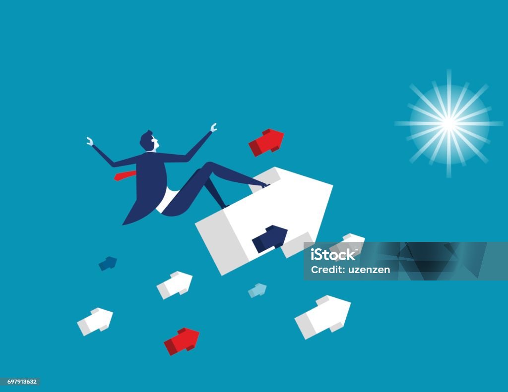 Pengusaha Berdiri Panah Ke Atas Ilustrasi Vektor Bisnis Konsep
