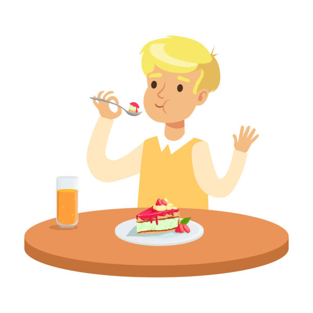 Kid Eating Cake Clipart Picture