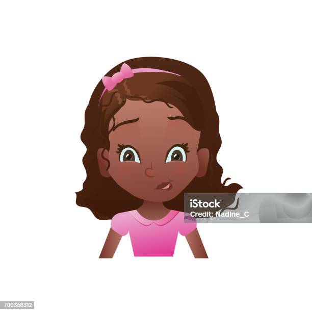 Bingung Wajah Gadis Afrika Dengan Kartun Wanita Emoji Ikon Atau Avatar