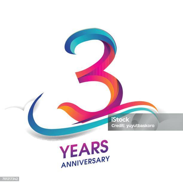 3 년 기념일 축 하 로고 파란색과 붉은 색 생일에 대한 스톡 벡터 아트 및 기타 이미지 생일 파란색 공휴일 Istock