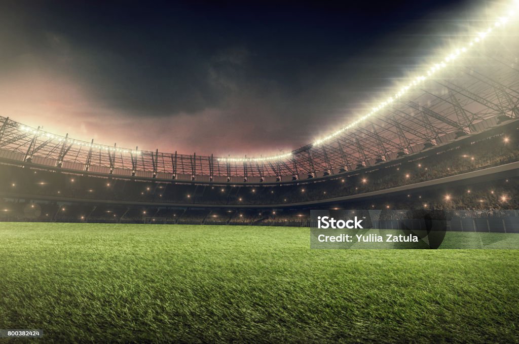 Stadion Sepak Bola Dengan Iluminasi Dan Langit Malam Yang Dramatis Foto ... Stadion Sepak Bola Dengan Iluminasi Dan Langit Malam Yang Dramatis Foto ...