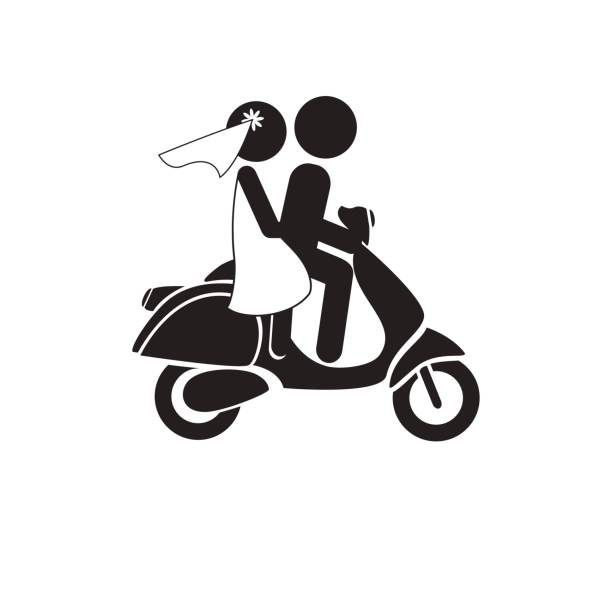 Free Motorcycle Wedding Clipart Bride