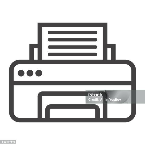 Ikon Garis Printer Faks Dan Kantor Grafik Vektor Pola Linear Pada Latar