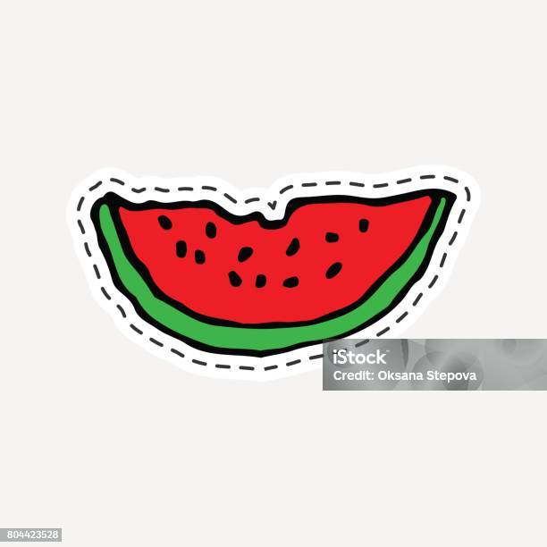 Ilustrasi Semangka Yang Digambar Dengan Tangan Dalam Gaya Patch Desain Yang Bagus Untuk Bordir