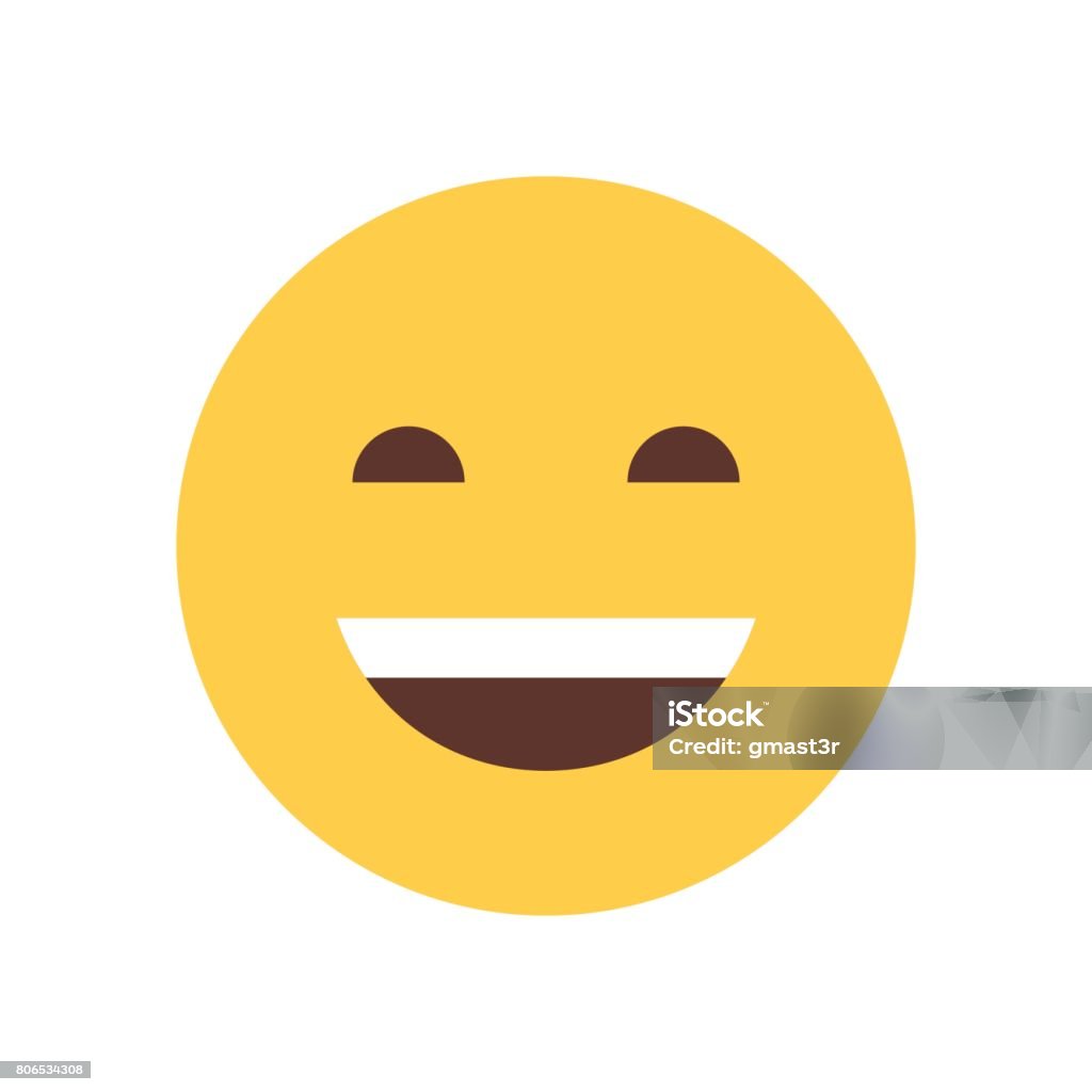 Yellow Smiling Cartoon Face Laughing Emoji People Emotion Icon Stock