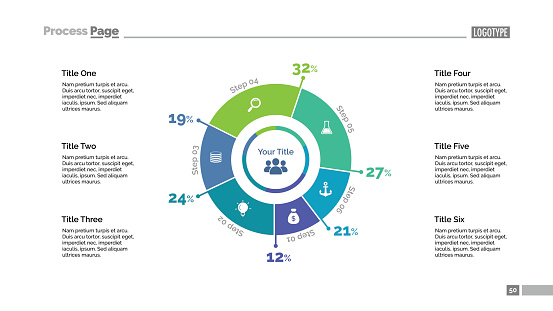 6 비율 분야 슬라이드 서식 파일 Donut Chart에 대한 스톡 벡터 아트 및 기타 이미지 Donut Chart 원형