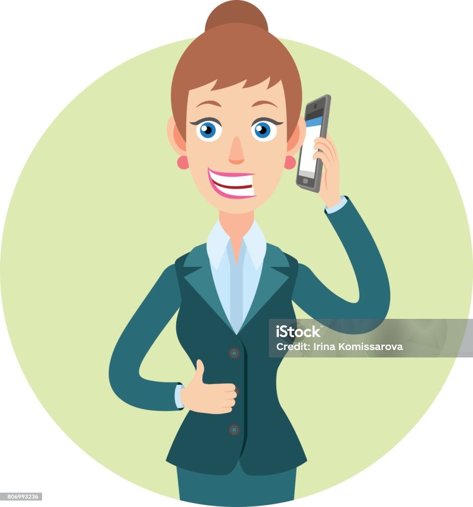 Ilustración De Mujer De Negocios Hablando Por Teléfono Móvil Y