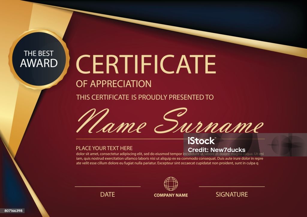 Red And Black Label Elegance Horizontal Certificate With Vector