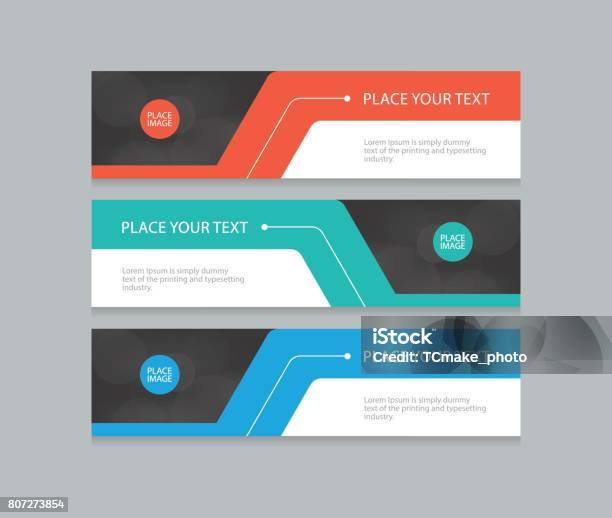 Vektor Datar Menetapkan Template Desain Banner Horizontal Bisnis