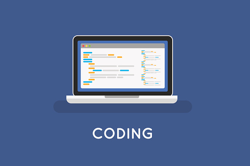 Kodlama Php Veya Html Laptop Mobil Uygulaması Programlama Stok Vektör Sanatı And Akıllı Telefon