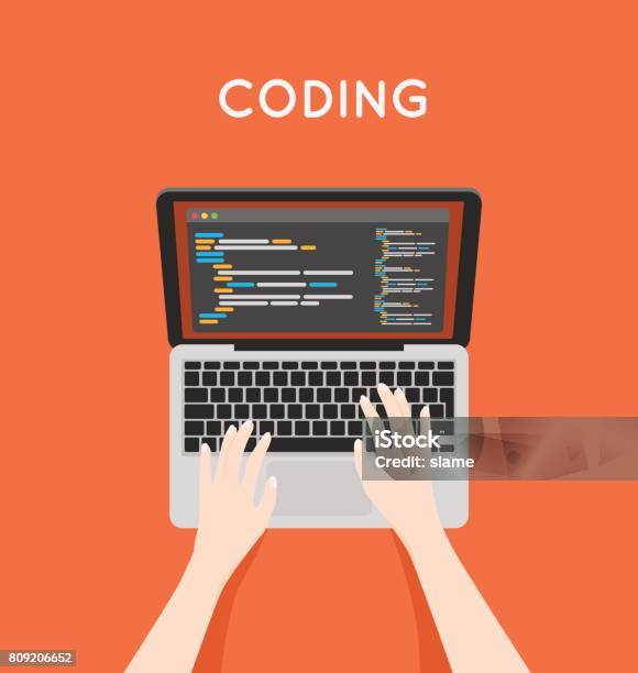 Php 또는 Html 노트북에 코딩 모바일 응용 프로그램 프로그래밍 Html에 대한 스톡 벡터 아트 및 기타 이미지 Html 노트북 Php 프로그래밍 언어 Istock
