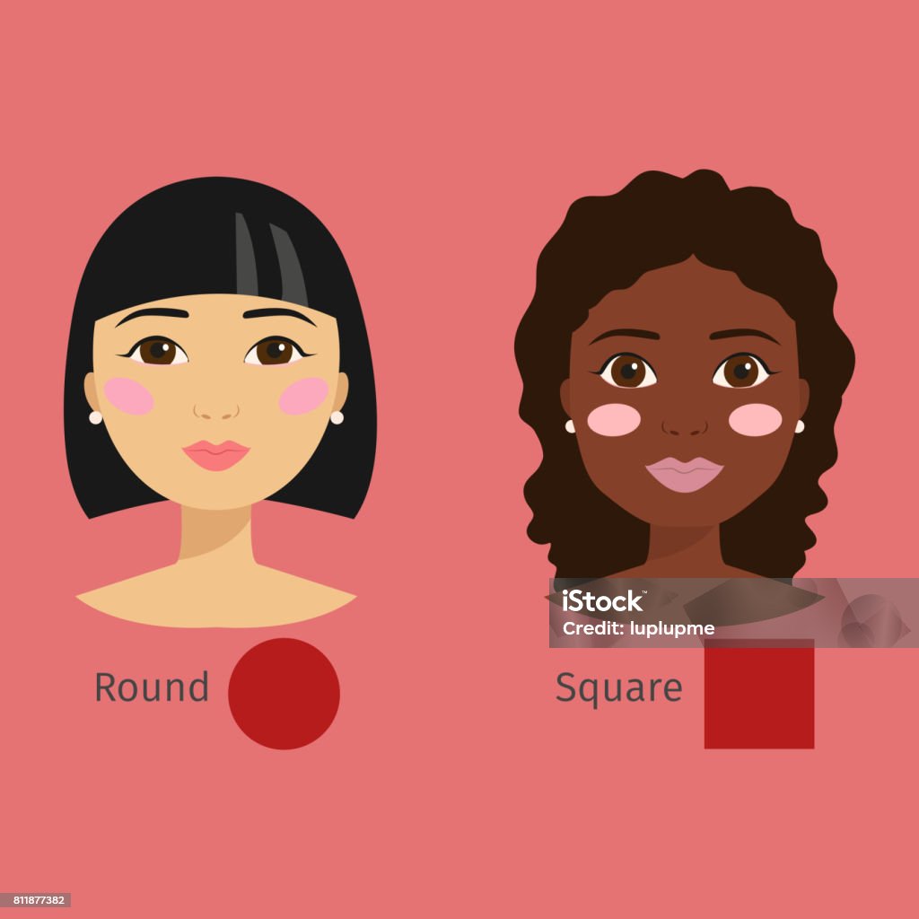 Set Of Different Woman Face Types Vector Illustration Character Shapes