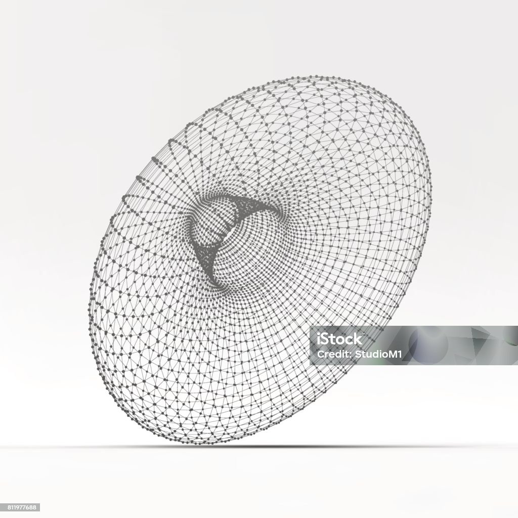 Torus Molecular Lattice Connection Structure 3d Vector Illustration