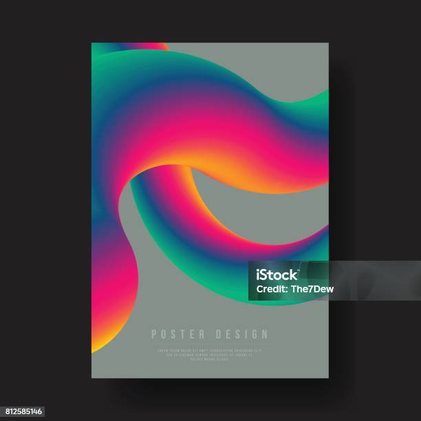 Desain Sampul Bentuk Warna Cair Modern Abstrak Template Ilustrasi