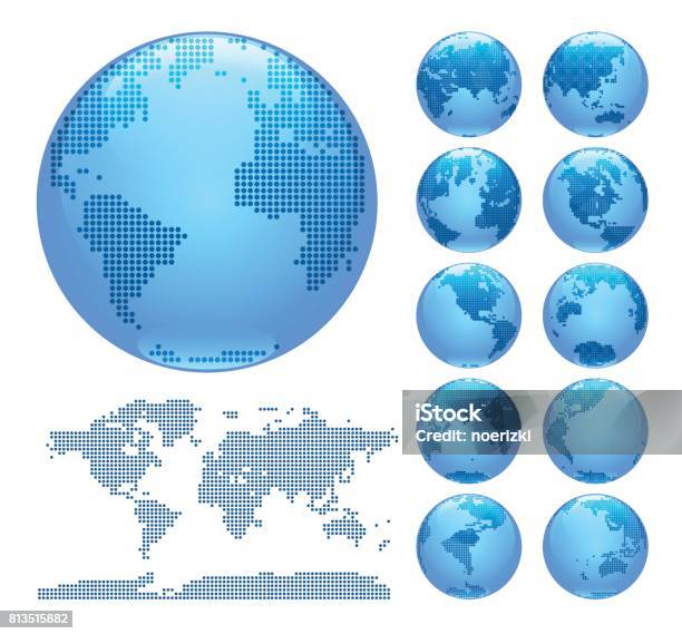 Vetores De Globos Mostrando A Terra Com Todos Os Continentes Vetor De