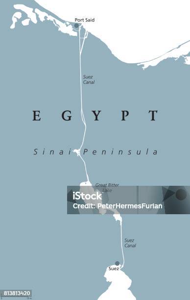 Ilustración De Mapa Político Del Canal De Suez Y Más Vectores Libres De Derechos De Canal De