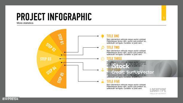 5 분야 다이어그램 슬라이드 서식 파일 5에 대한 스톡 벡터 아트 및 기타 이미지 5 반원 부분의 Istock