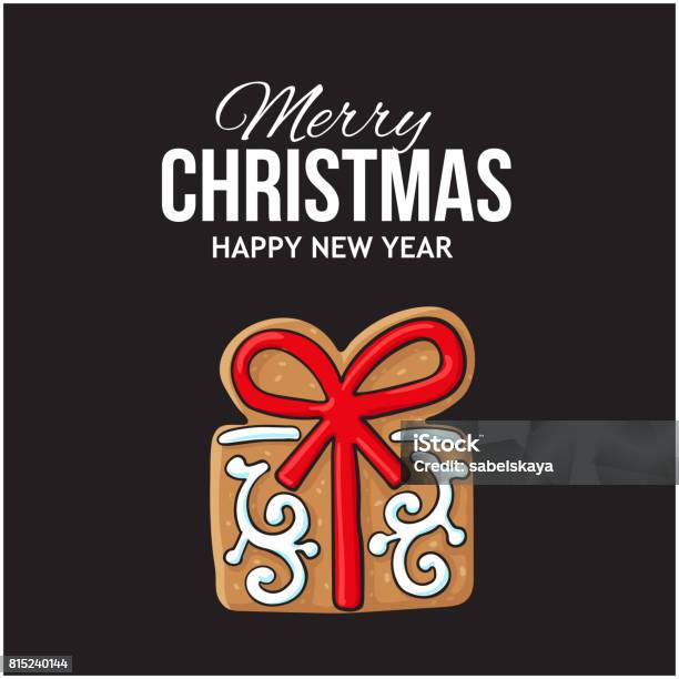 Desain Kartu Ucapan Natal Dengan Roti Jahe Ilustrasi Stok Unduh