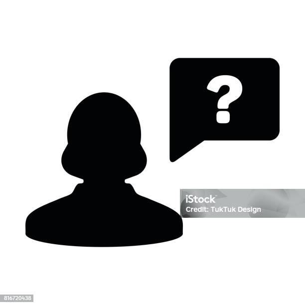 Femme Personne Icône Vector Avec Glyphe De Point Dinterrogation