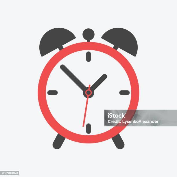 Ikon Jam Alarm Gaya Desain Datar Ikon Sederhana Di Latar Belakang Putih