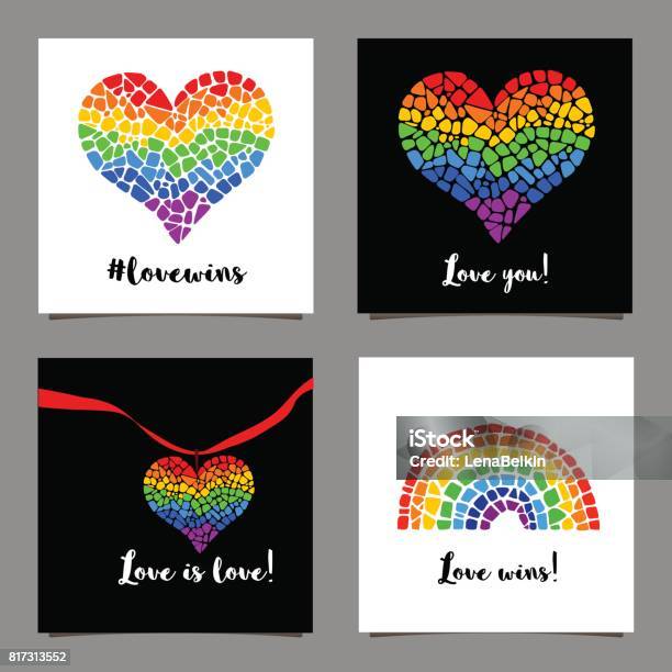 Lgbt 지원 포스터 무지개에 대한 스톡 벡터 아트 및 기타 이미지 무지개 하트 모양 동성애자의 권리 Istock