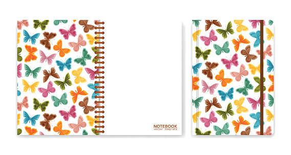 Desain Sampul Untuk Notebook Atau Scrapbook Dengan Kupukupu Ilustrasi