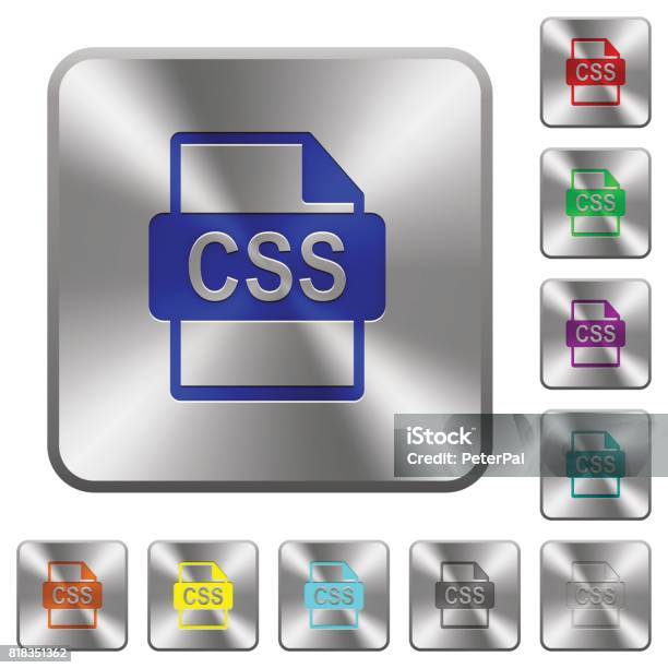 Css 파일 형식 둥근 사각 스틸 버튼 가상현실에 대한 스톡 벡터 아트 및 기타 이미지 가상현실 가장자리 강철 Istock