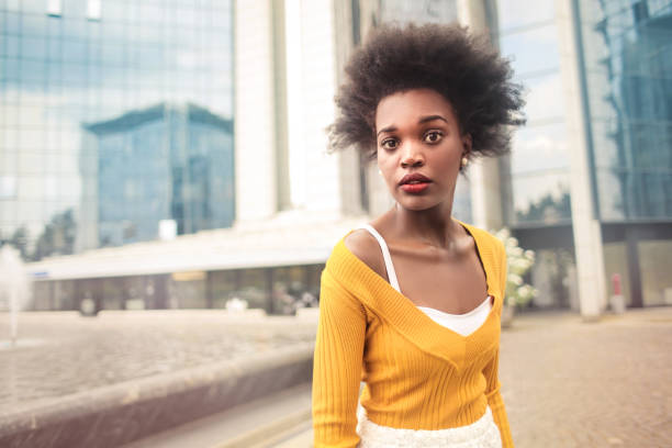 Free Stock Photo of Black girl on street, moving her coloured braids in ...