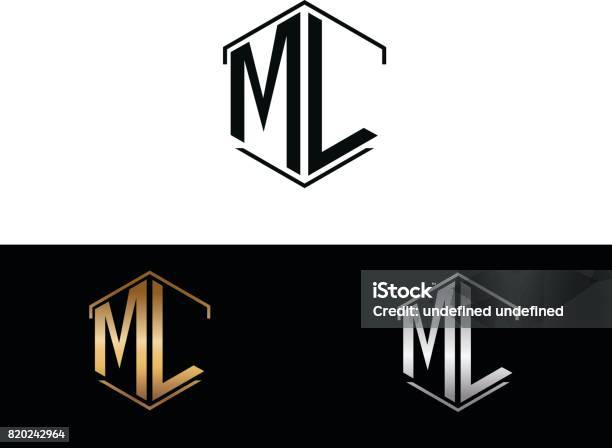 Ml 초기 육각형 모양 아이콘 로고에 대한 스톡 벡터 아트 및 기타 이미지 로고 밀리리터 문자 Istock