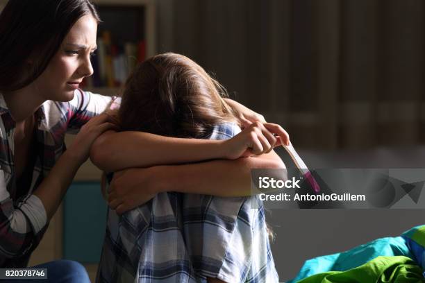 Photo Libre De Droit De Soeur Réconfortante Dune Adolescente Enceinte
