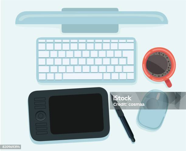 Ilustrasi Vektor Desain Datar Ruang Kerja Kantor Kreatif Modern Tempat